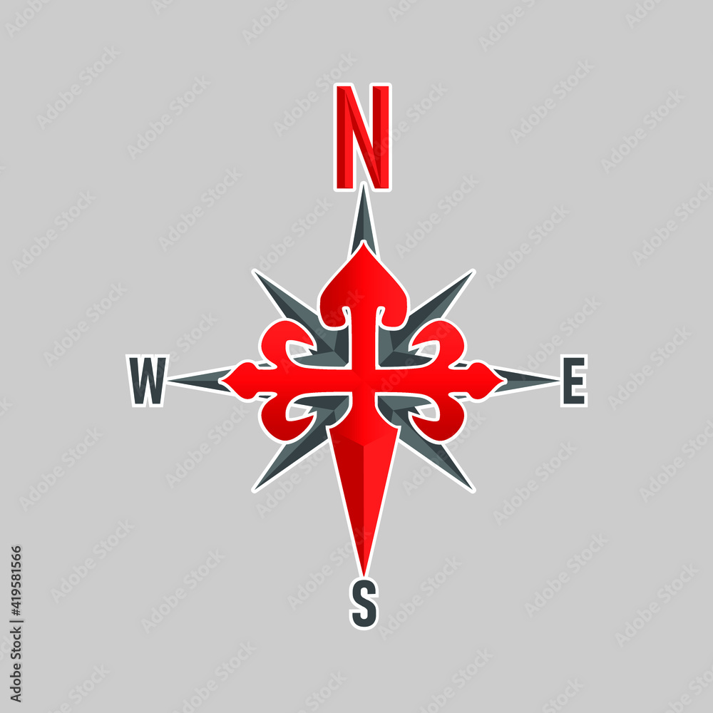Vintage compass rose camino de santiago map Stock Vector | Adobe Stock