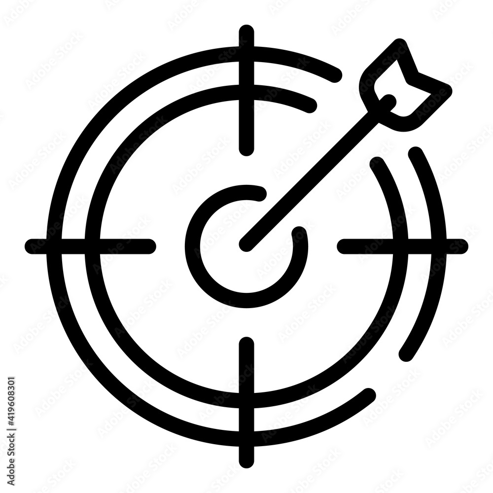 Target career arrow icon. Outline target career arrow vector icon for ...