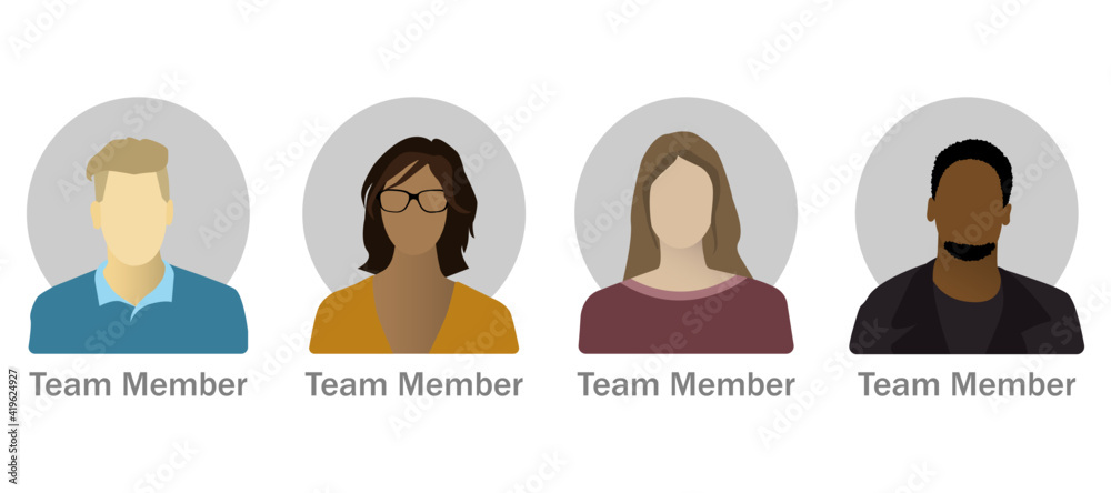 Set of user personal profile characters for social network. Team ...