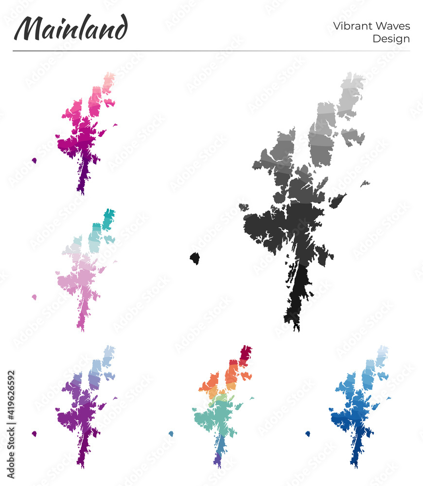 Set of vector maps of Mainland. Vibrant waves design. Bright map of ...