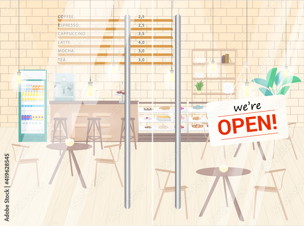Illustration of concept about opening cafe or restaurant - food service ...