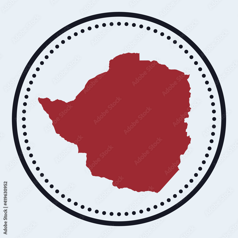 Zimbabwe round stamp. Round logo with country map and title. Stylish ...