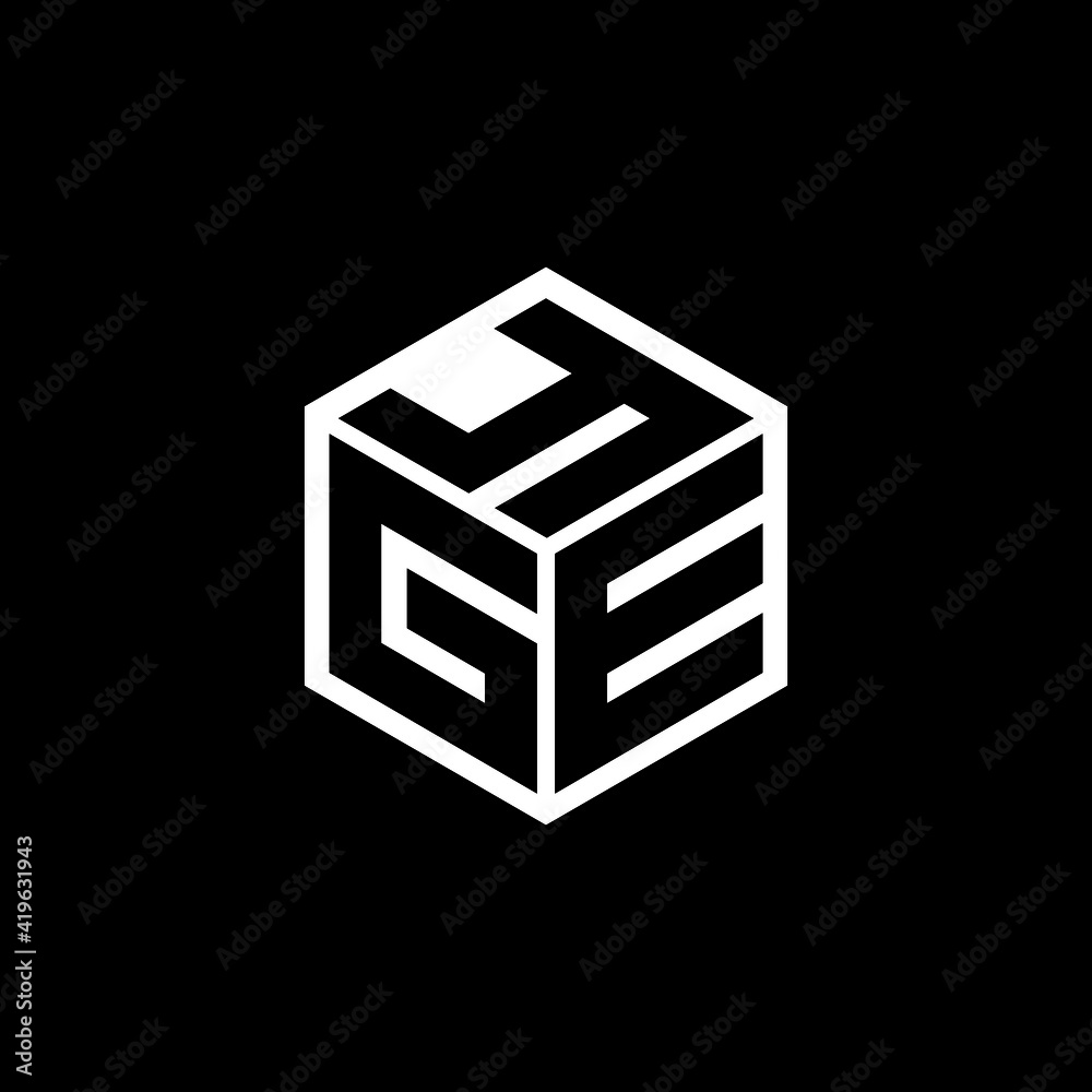 GEY letter logo design with black background in illustrator, cube logo ...