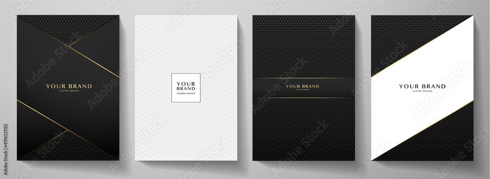Modern black cover design set. Creative abstract with diagonal line ...