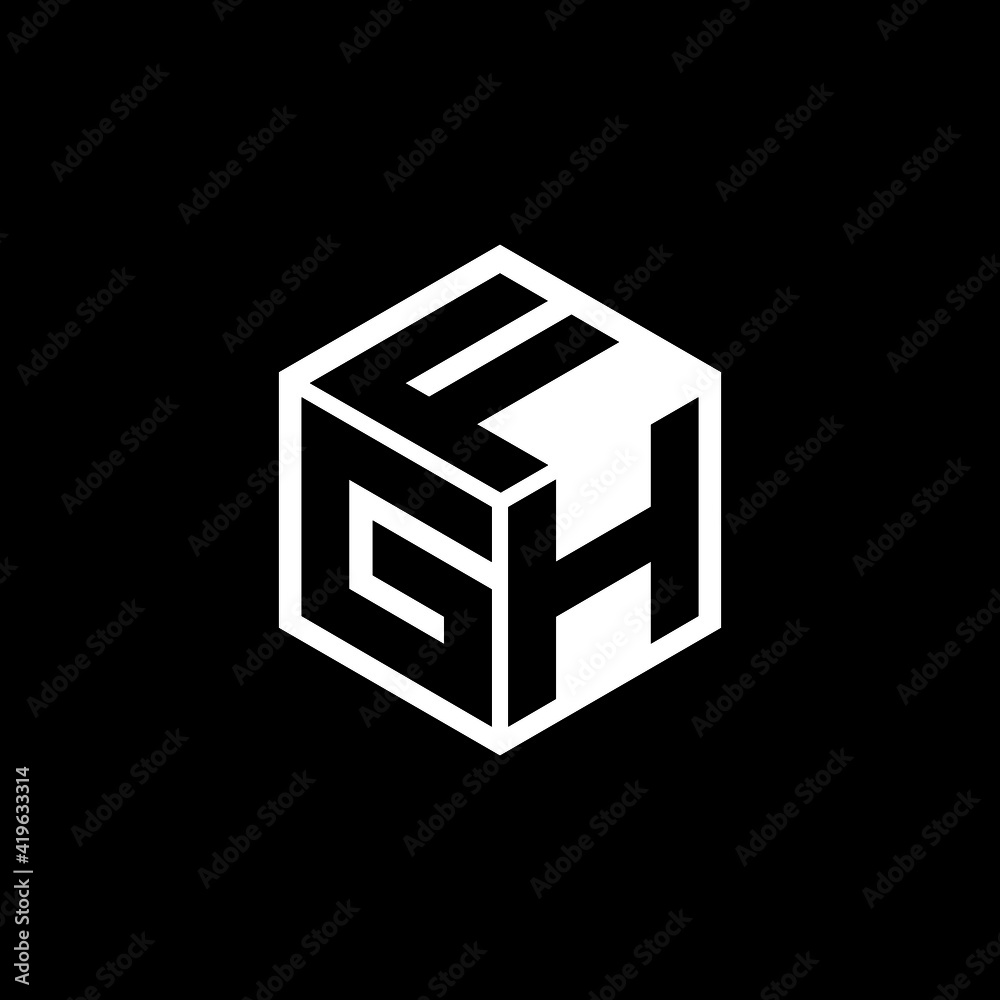 GHF letter logo design with black background in illustrator, cube logo ...