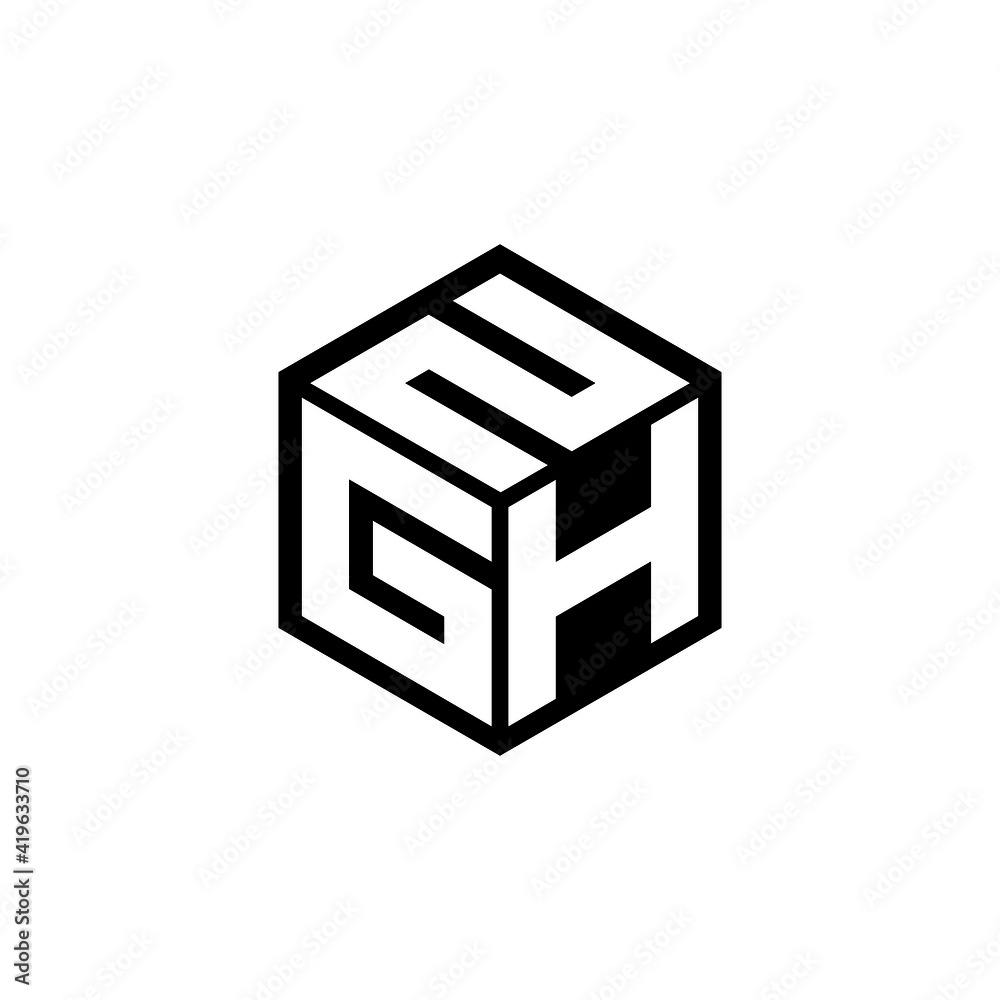 GHN letter logo design with white background in illustrator, cube logo, vector logo, modern ...