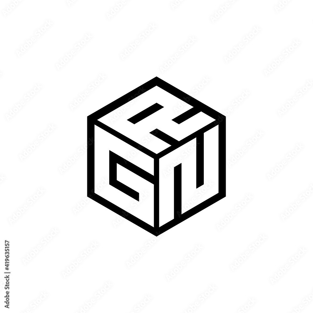GNR letter logo design with white background in illustrator, cube logo ...