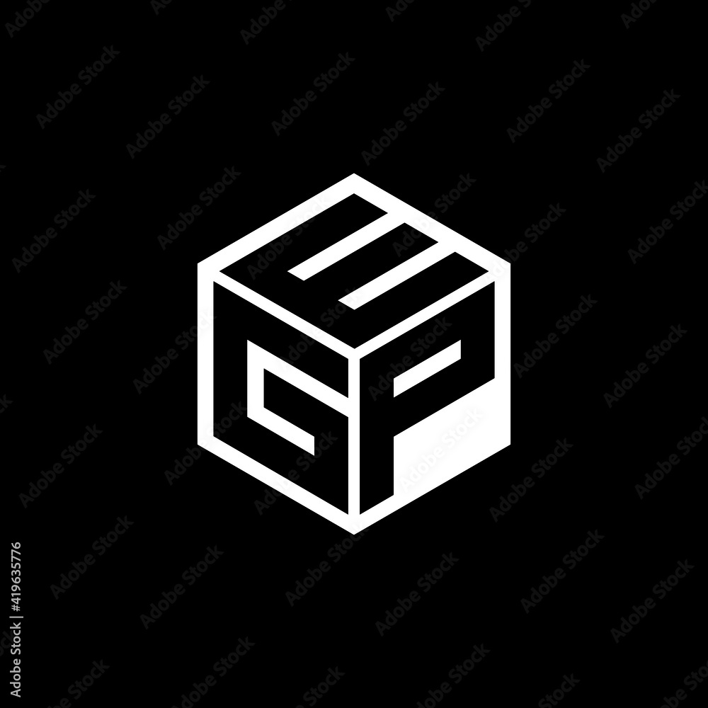 GPE letter logo design with black background in illustrator, cube logo ...