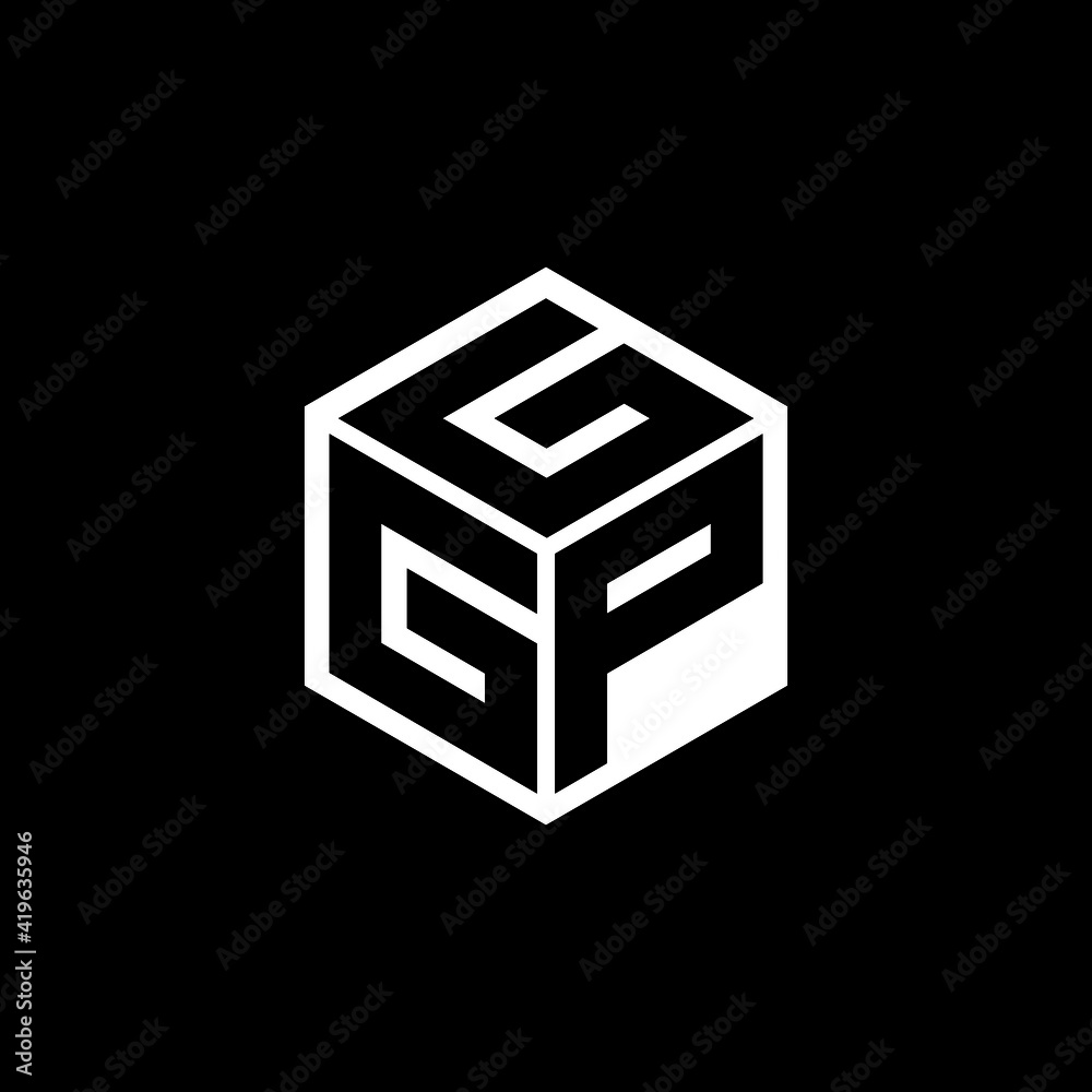 GPG letter logo design with black background in illustrator, cube logo ...