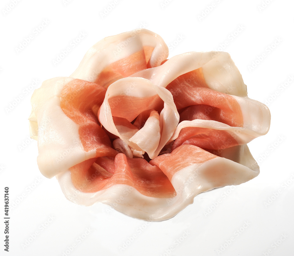 San Daniele ham called prosciutto di San Daniele in the shape of a rose ...