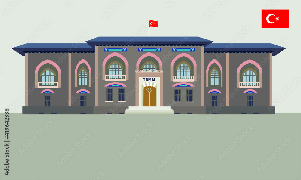 Vector Illustration of TBMM, History Buliding of Turkey, Ankara ...