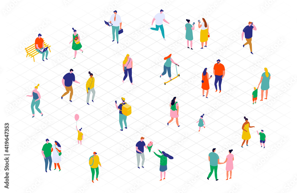 Different isometric people vector set isolated on white. Male and ...