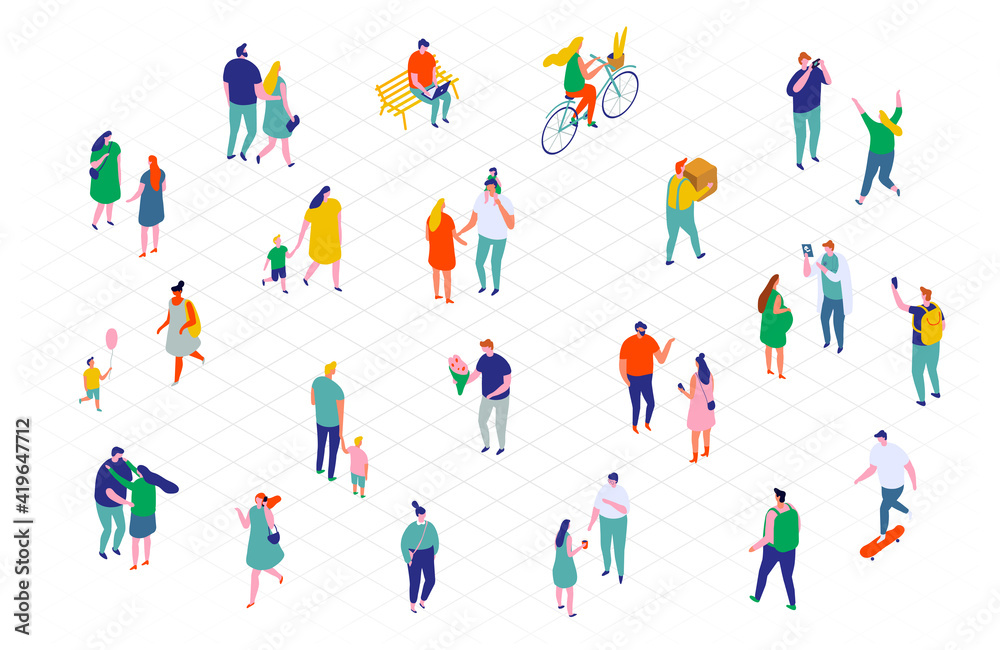 Different isometric people vector set isolated on white. Male and ...