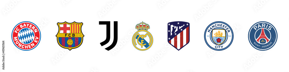 Top Europian football soccer club emblem logo set. Editorial image ...