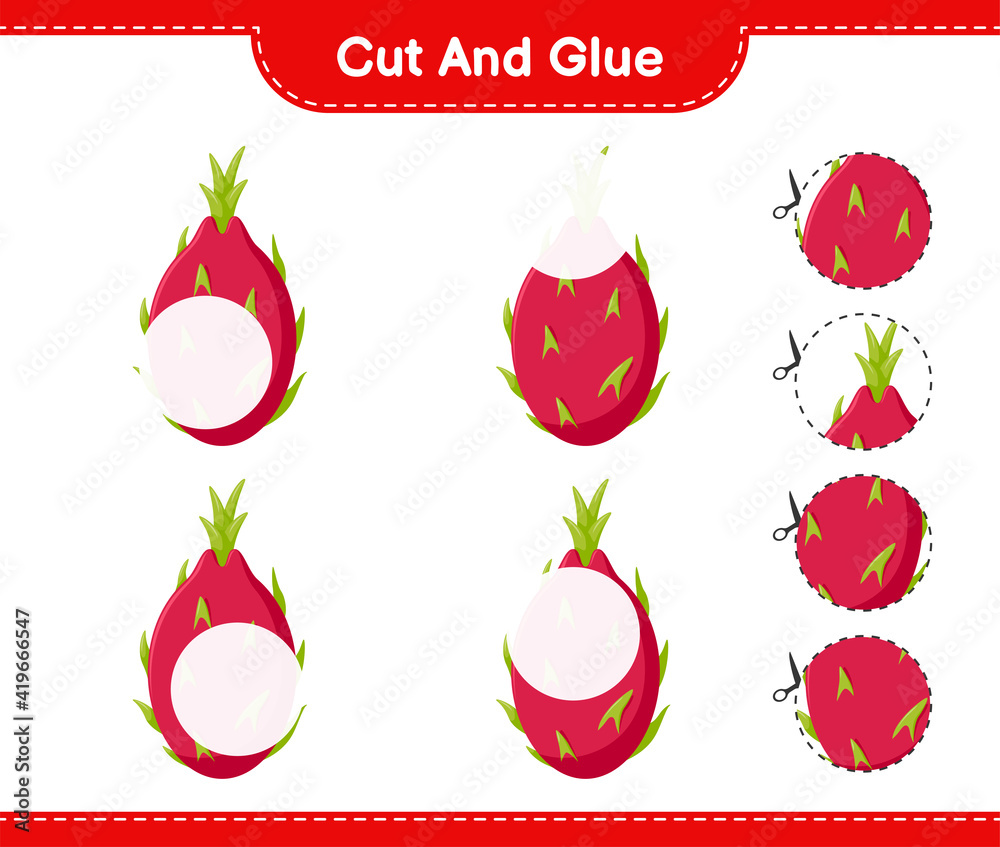 Cut and glue, cut parts of Dragon Fruit and glue them. Educational ...