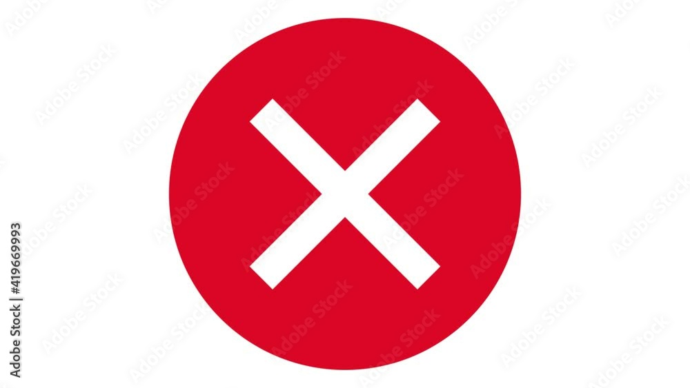 Warning animation. Reject symbol in red circle. Round error animation ...