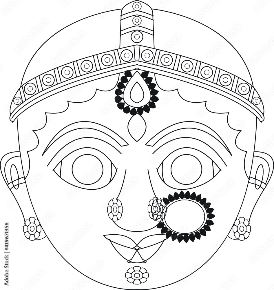 woman face painted mashed paper (papier mache) mask on white background ...