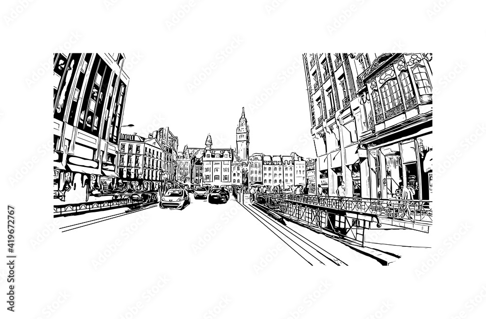 Vecteur Stock Building view with landmark of Lille is the city in ...