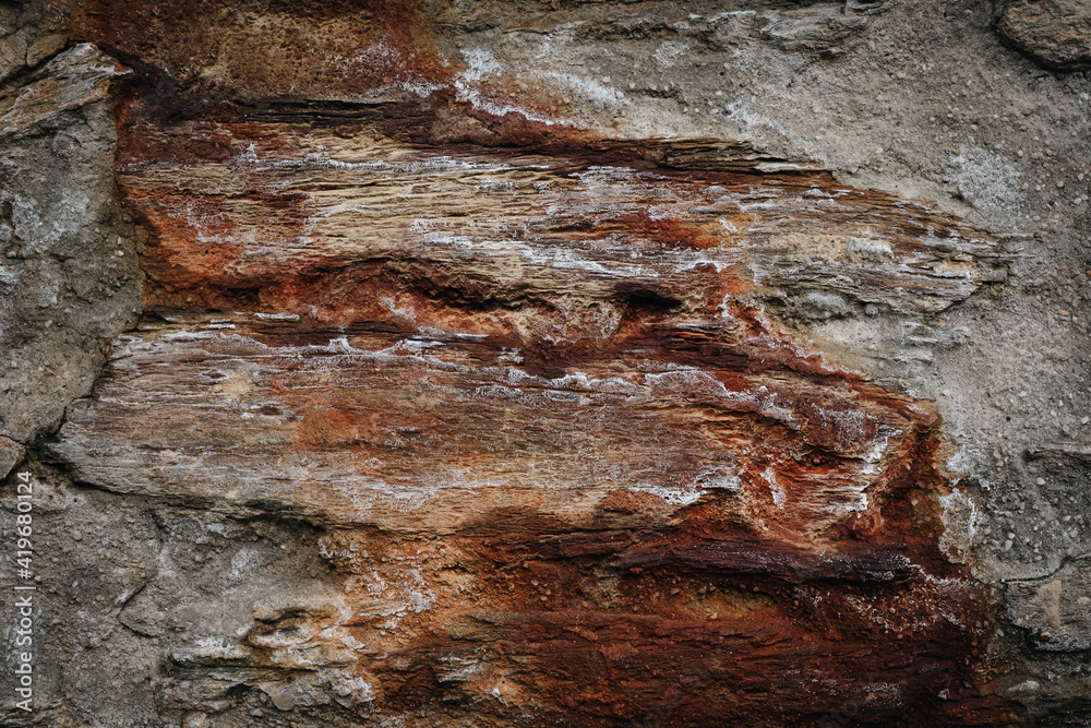 Old and damaged stone surface. Rough and weathered stone texture ...