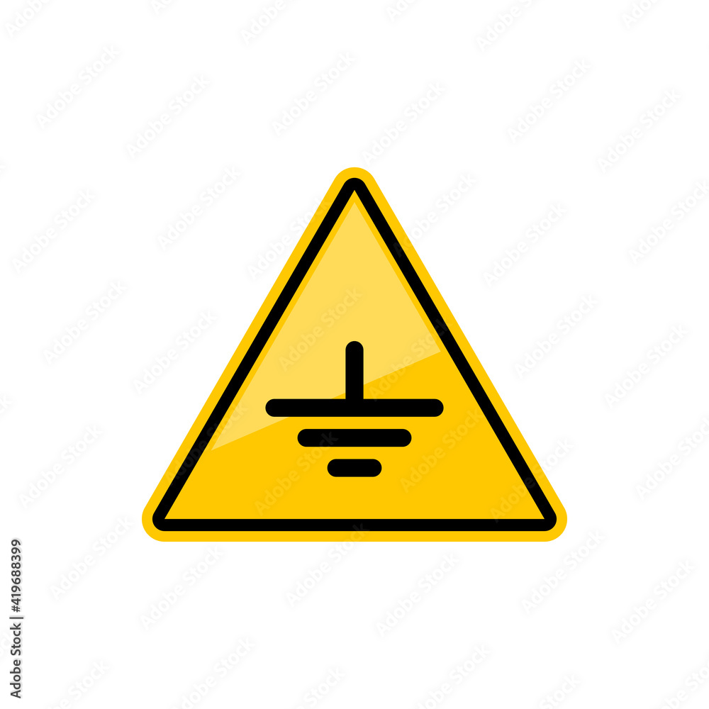 Warning connect earth terminal to ground isolated hazard triangle sign ...