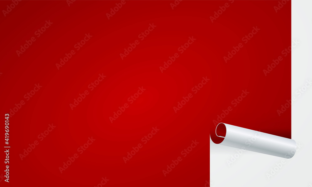 Paperhanging vector illustration. Wallpaper hang on white wall. Unstuck ...