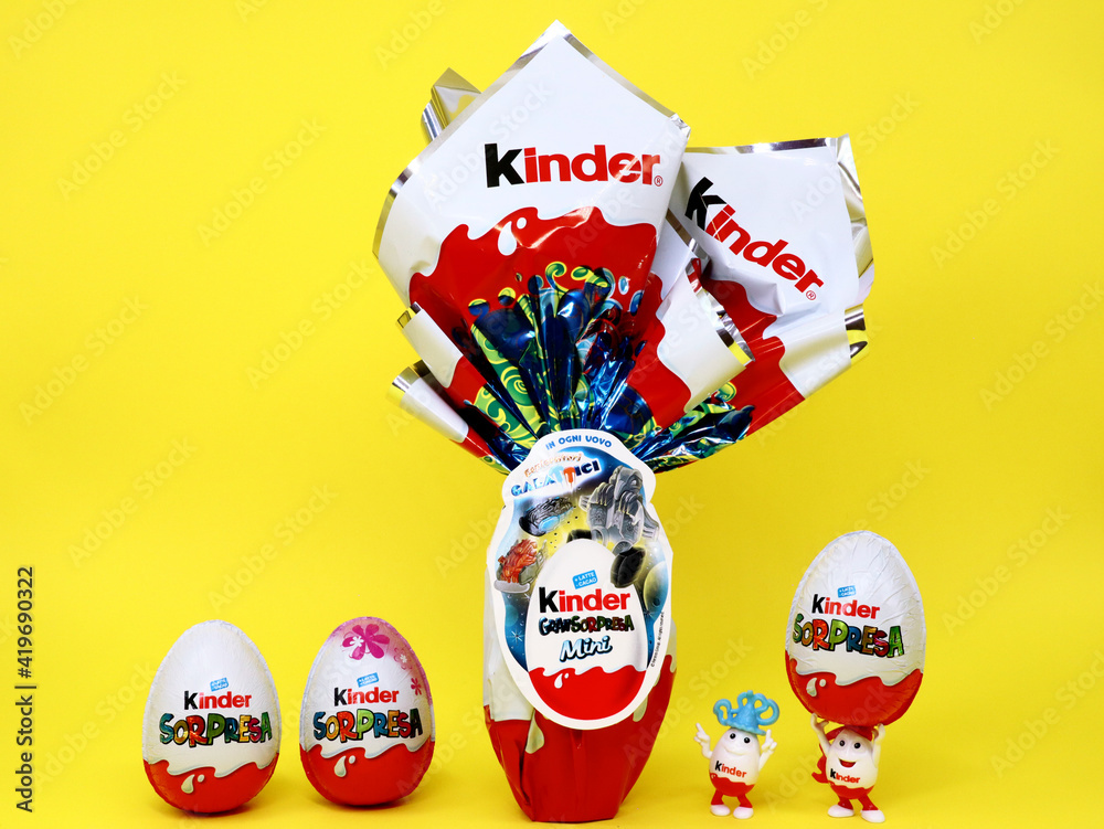 Italy – March 11, 2021: Kinder Surprise Easter Chocolate Egg with ...