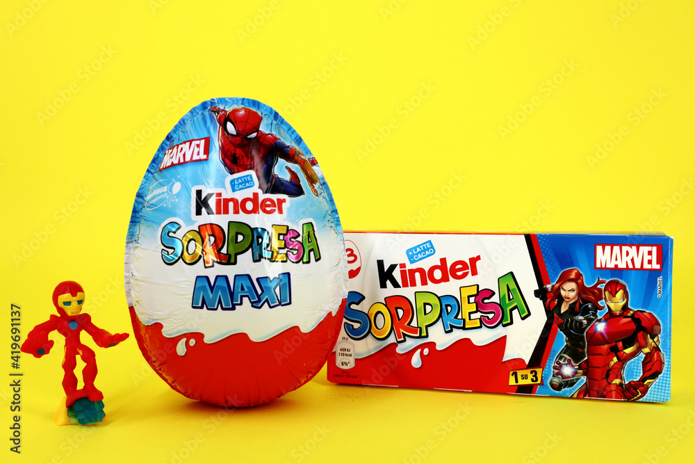 Italy – March 11, 2021: KINDER SURPRISE Marvel's AVENGERS Chocolate Egg ...