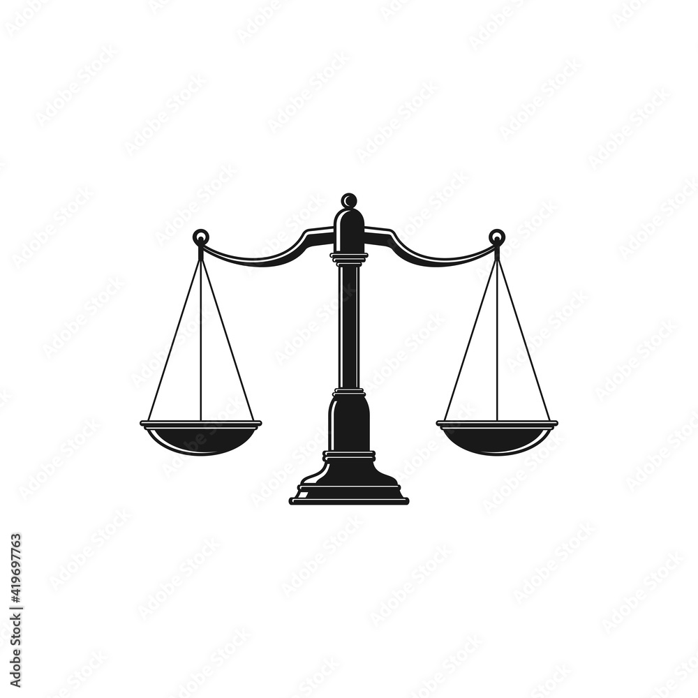 Vetor de Scales isolated monochrome icon. Vector dual balance Themis ...