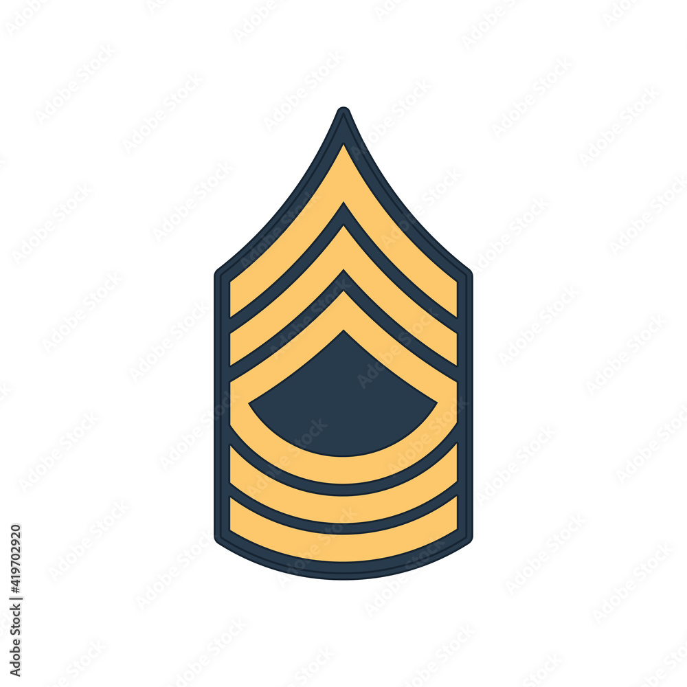 MSG master sergeant insignia of US army isolated icon. Vector United ...