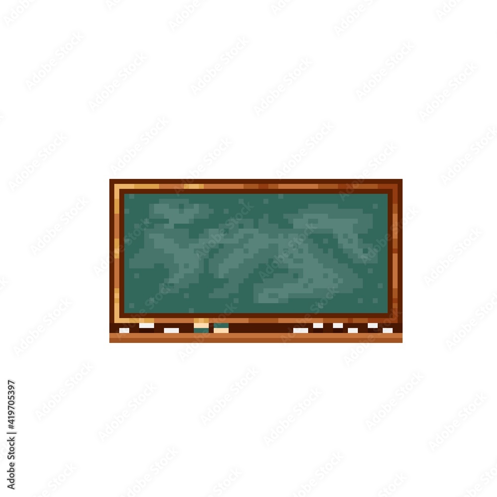 Blackboard pixel art. Education icons. Pixel art. The green chalkboard ...