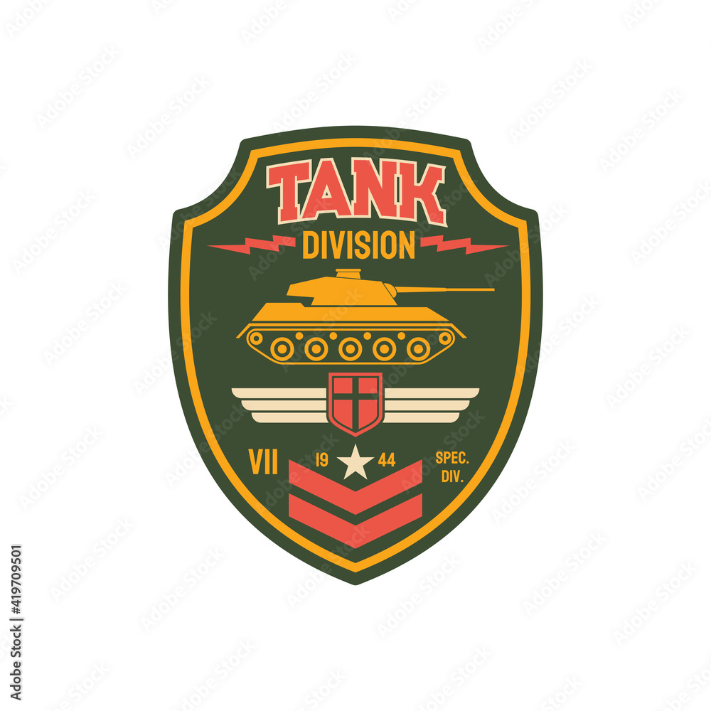 Armed us infantry patch on uniform tank division military chevron ...