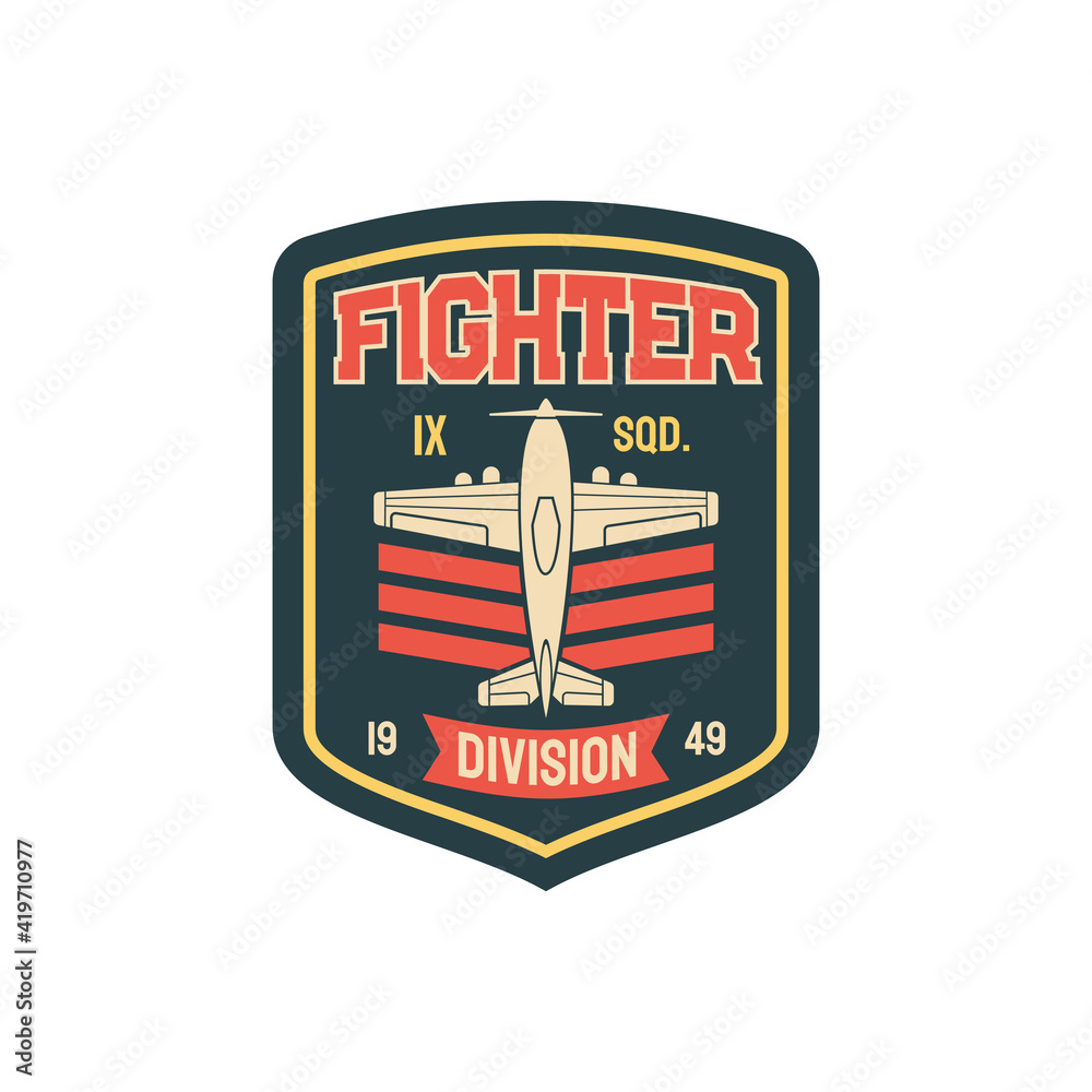 Fighter plane army chevron insignia aviation squad isolated sticker ...
