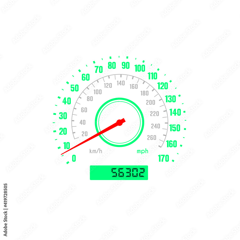 Speedometer, car gauge with scale speed, auto dial km or kilometer ...