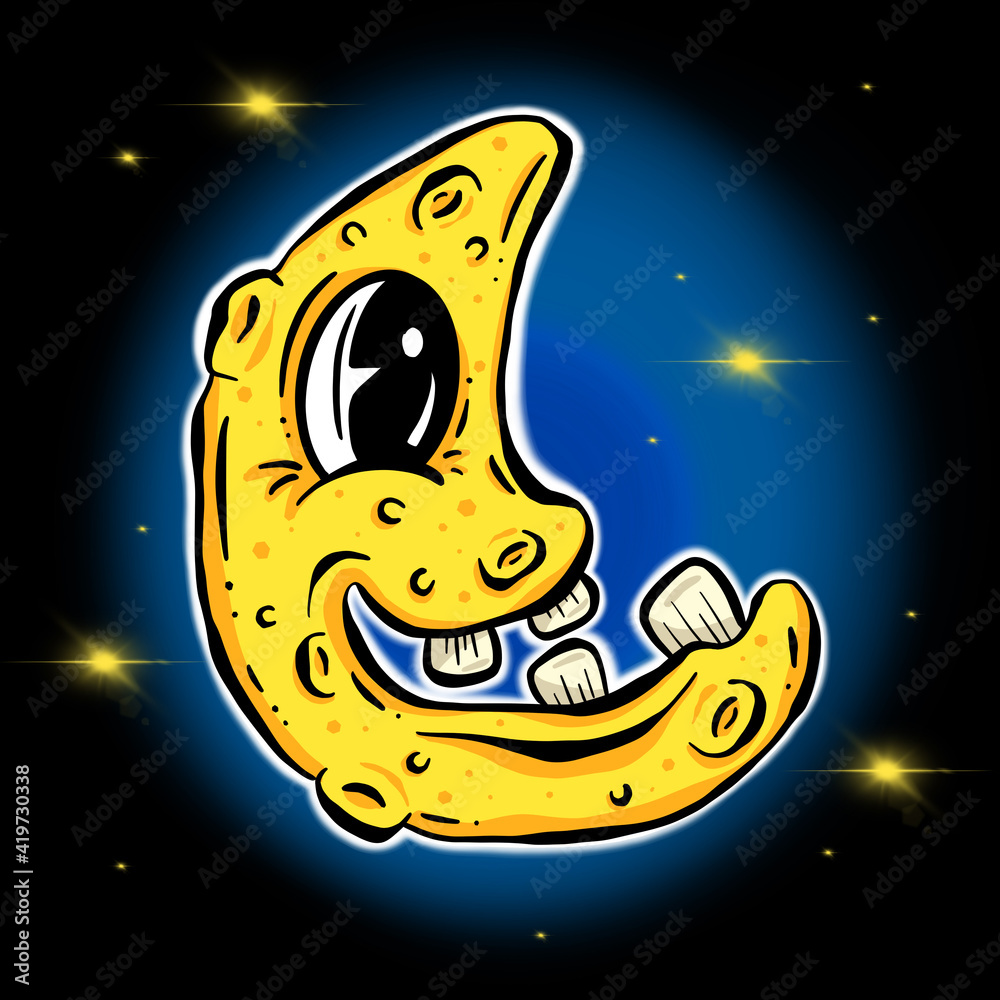 Cartoon Man in the Moon Lunar Character Very Funny Vector Illustration ...