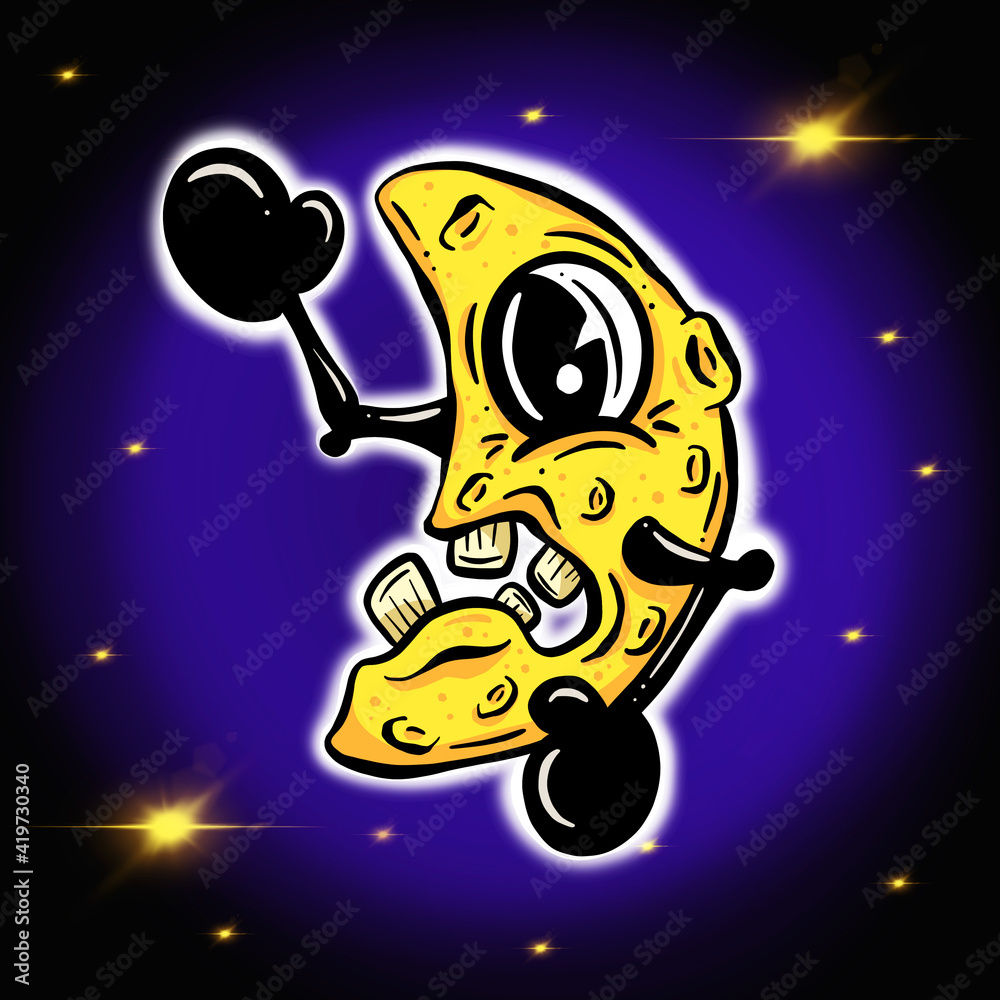 Cartoon Man in the Moon Lunar Character Very Funny Vector Illustration ...