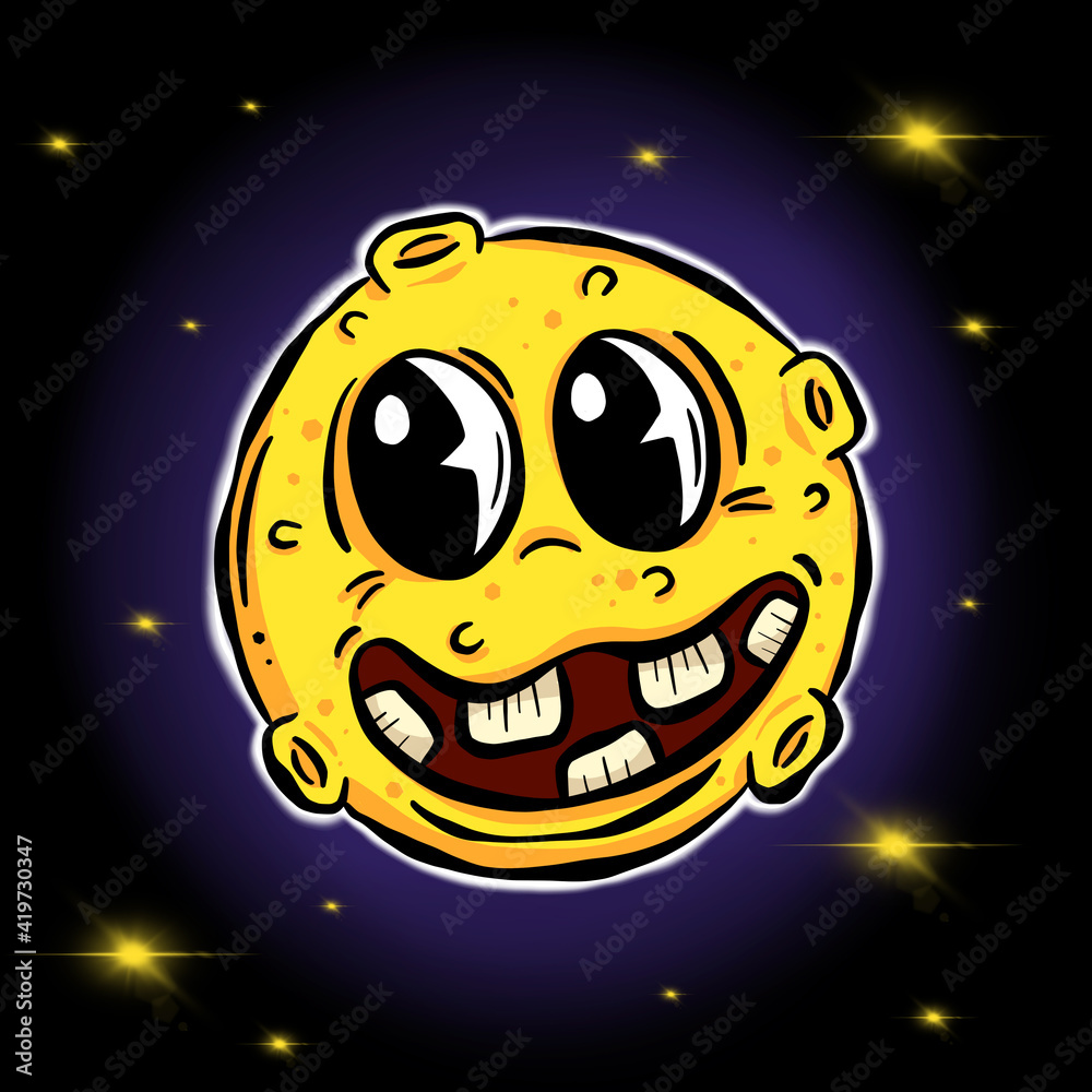 Cartoon Man in the Moon Lunar Character Very Funny Vector Illustration ...
