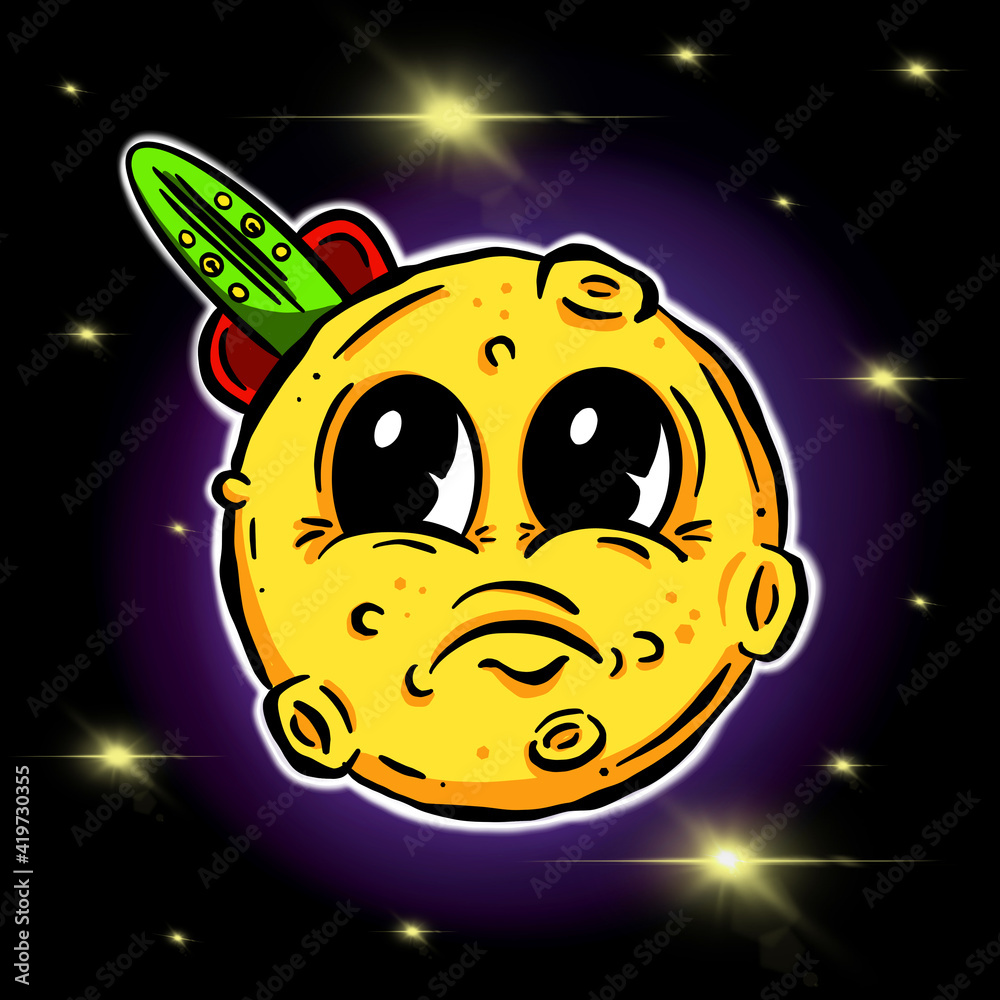 Cartoon Man in the Moon Lunar Character Very Funny Vector Illustration ...