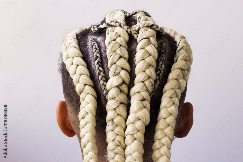 Young afro with blonde Box braids, African hair style also known as ...