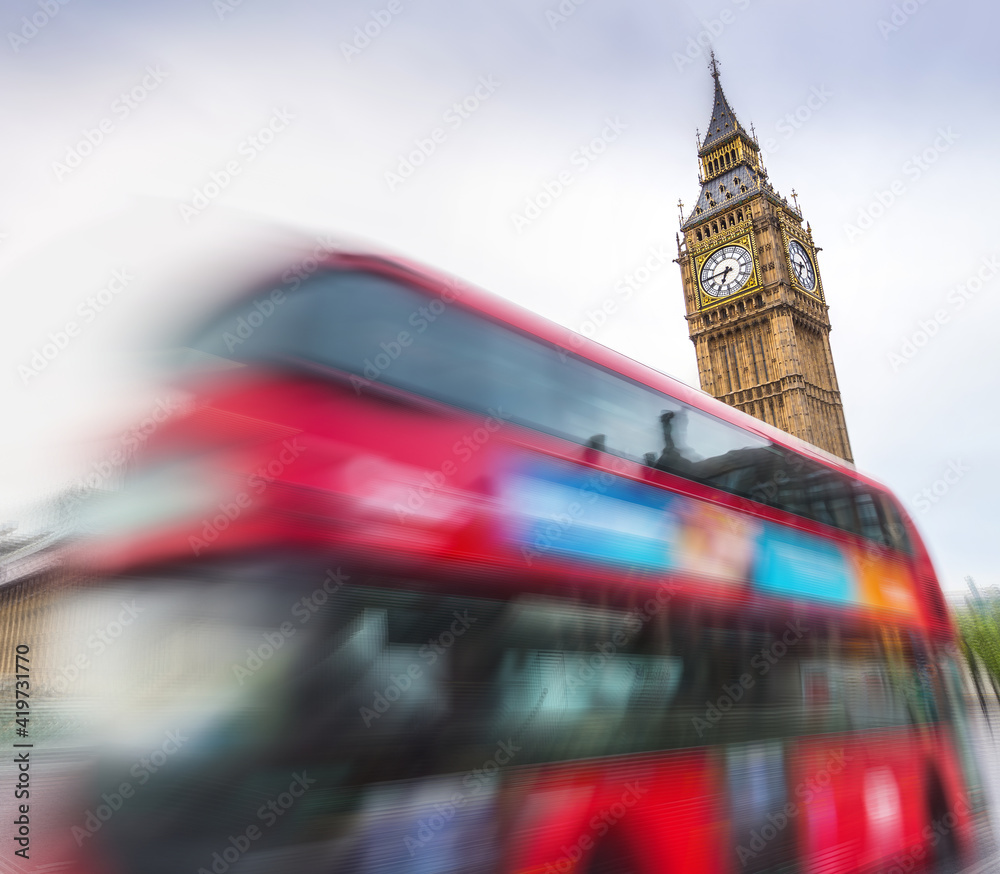 Big Ben and the Red Bus in London Stock Photo | Adobe Stock
