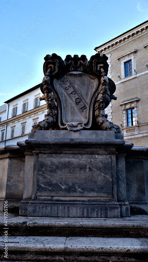 Rome, Italy. Roman symbol SPQR, Italian architecture detail Stock Photo ...