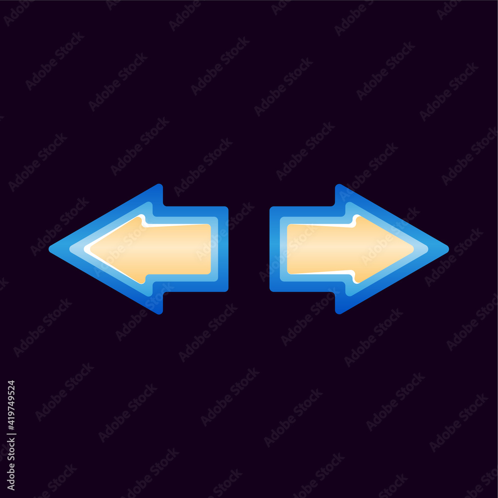set of fantasy game ui glossy button arrow set for gui asset elements ...