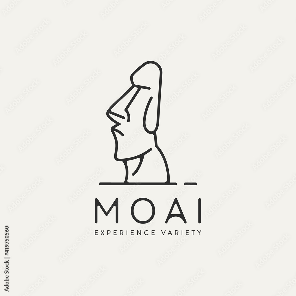 Vetor de moai national park minimalist line art logo template vector ...