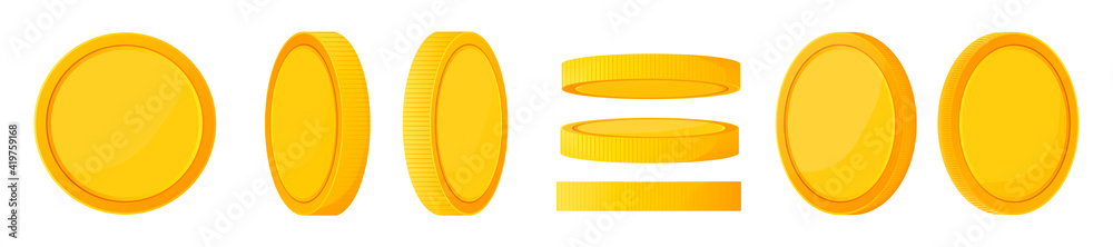 Gold coins icon, flat graphic design template, economy signs, app ...