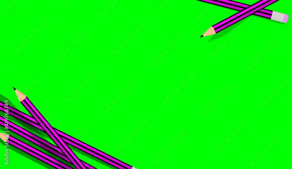 Illustration of a group of pencils in two corners of the image, with ...