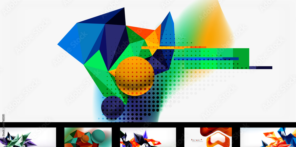 Modern minimalist techno abstract backgrounds. Set of geometric style ...
