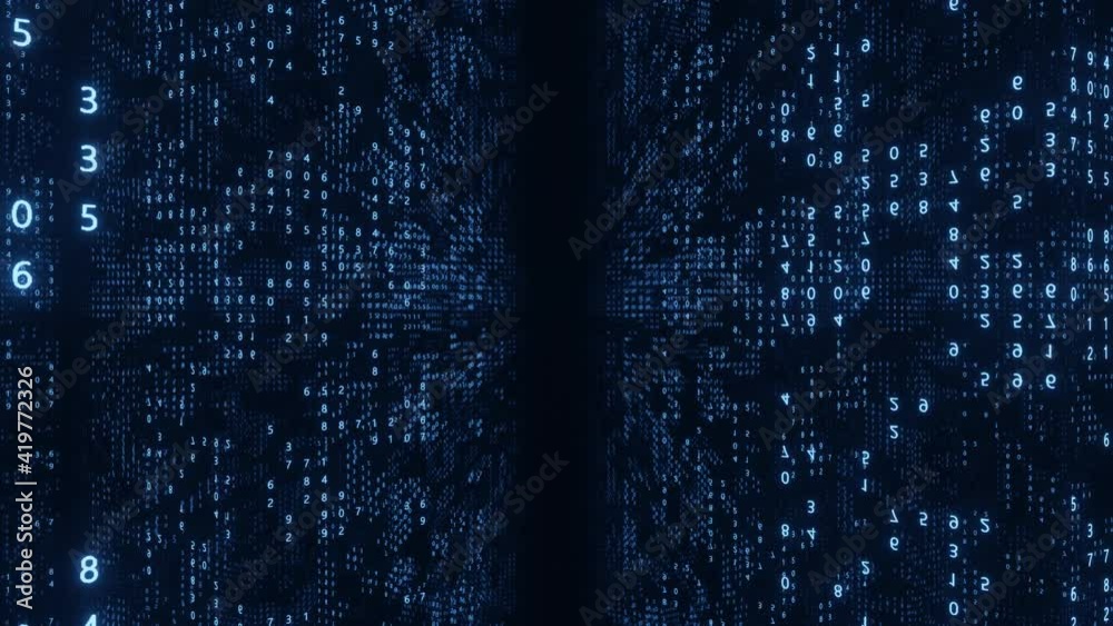 Digital Flying Background Loop A Network Of Binary Data Code Big Data