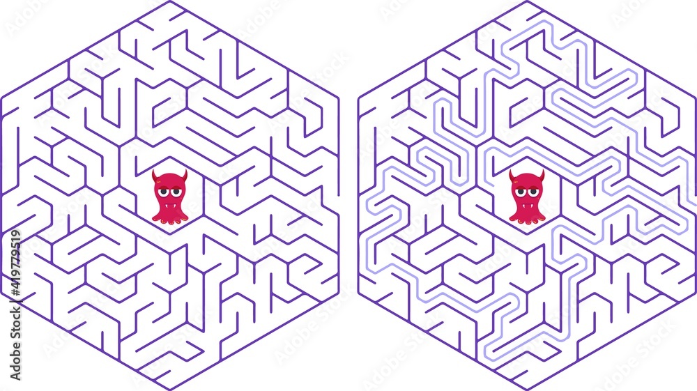 Education logic game labyrinth for kids. Find right way. Isolated ...