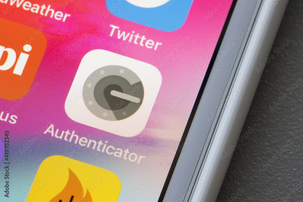 Portland, OR, USA - Mar 11, 2021: Google Authenticator app icon is seen ...