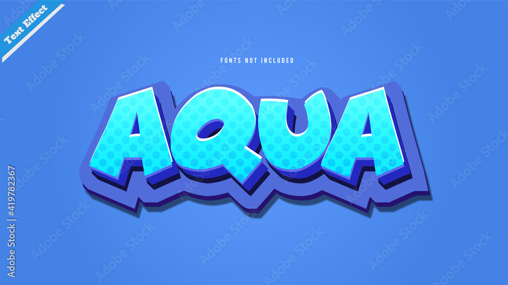 aqua text effect design vector 3d style editable font effect. Stock ...