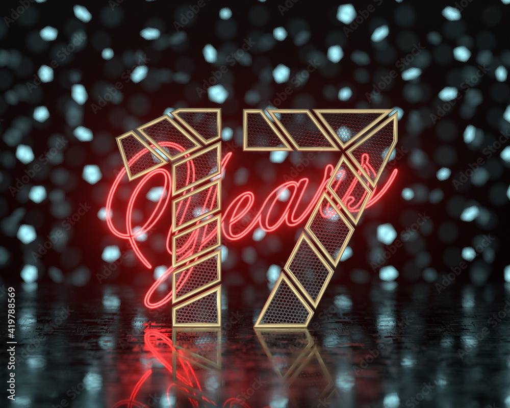 Number seventeen (number 17) gold segments Stock Illustration | Adobe Stock